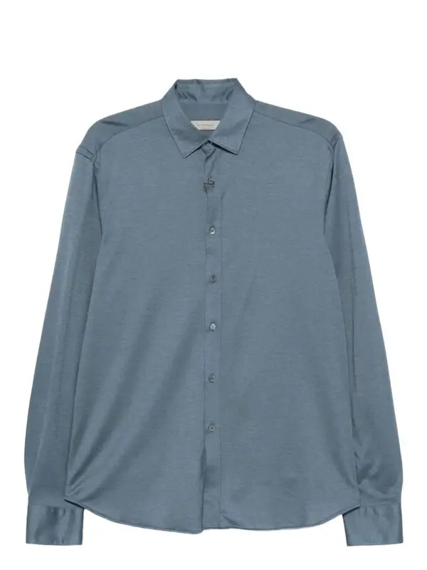 Canali Long-sleeve Cotton-blend Shirt - Blue