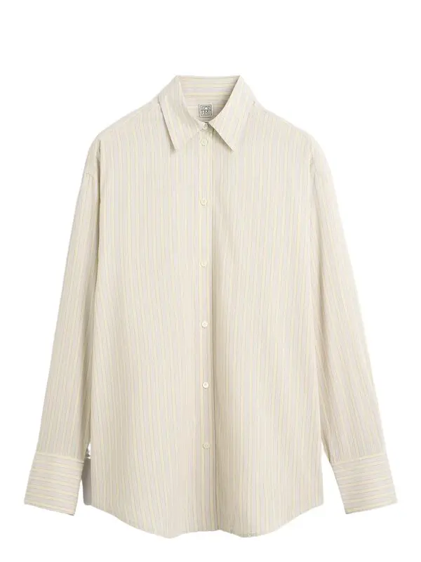 TOTEME Striped Long Sleeve Shirt - Yellow/sky