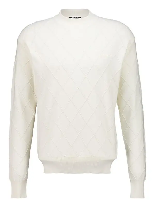 Balmain Quilted Knitted Sweater - White