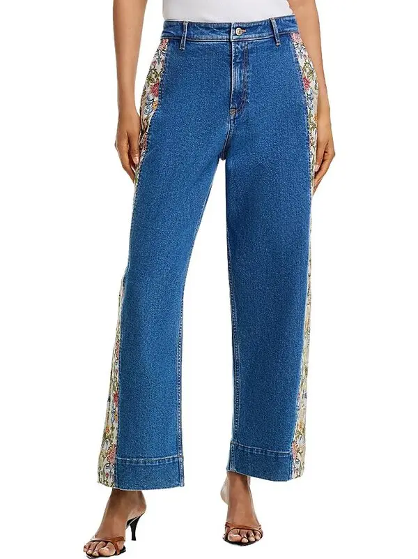 Cinq À Sept Patchwork Zoe High Rise Barrel Jeans - Saphire Multi