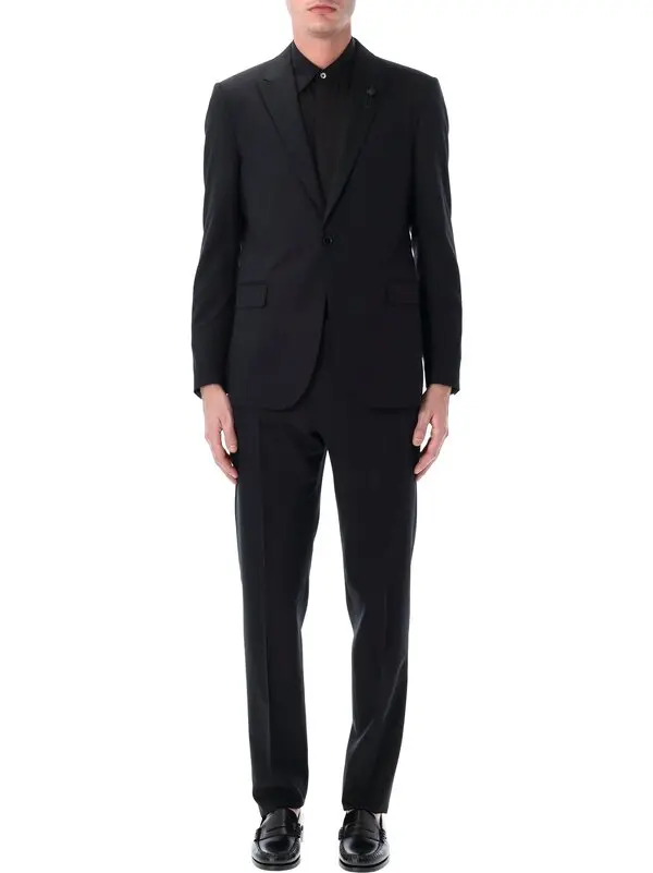 LARDINI Traje Con Prendedor En La Solapa - Black