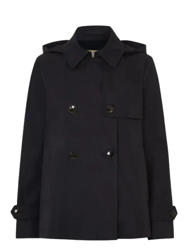 Herno Waterproof Hooded Double-breasted Jacket - Navy