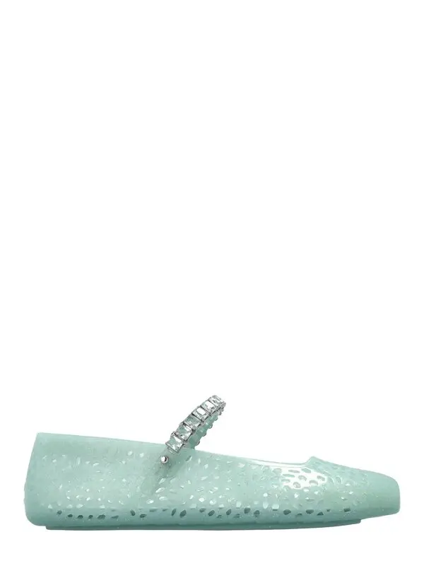 JIMMY CHOO Crystal Embellished Mary Jane Flats - Verde
