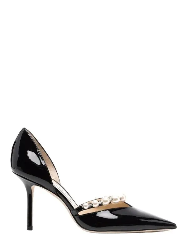 JIMMY CHOO Pointed Toe Heels With Pearl And Crystal Embellishments - Nero
