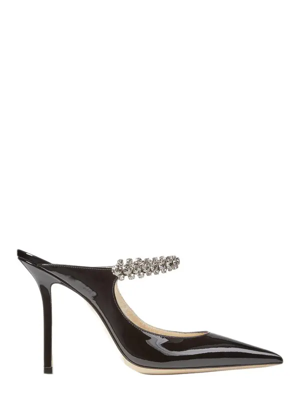 JIMMY CHOO Elegant Crystal Strap Pointed-toe Slip-on Sandals 100mm Heel - Marrone