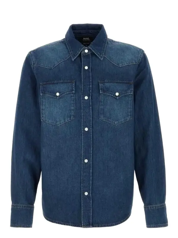 A.p.c. Cotton Western Shirt With Button-up Front And Chest Pockets - Navy