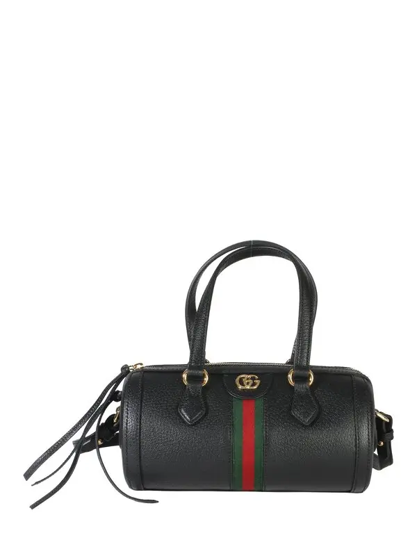 Gucci Grained Calfskin Gg Ophidia Boston Bag - Black