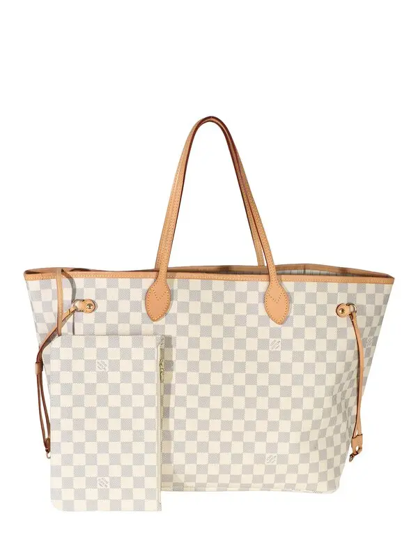LOUIS VUITTON Damier Azur Canvas Neverfull Gm Tote Bag - Beige