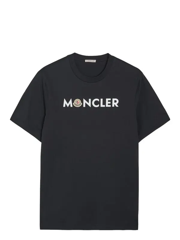 Moncler Logo-print And Appliquéd Cotton T-shirt - Navy
