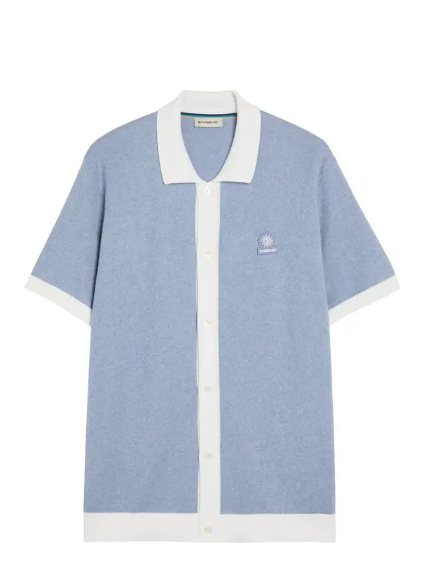 SANDBANKS Logo-appliquéd Cotton-knit Shirt - Blue