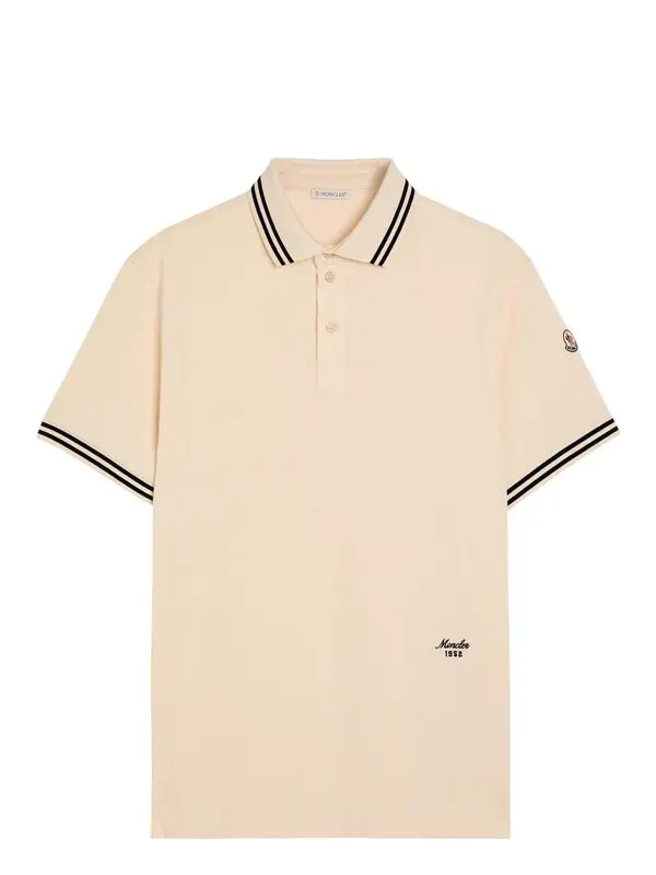 Moncler Logo-embroidered Piqué Cotton Polo Shirt - Multicoloured 1