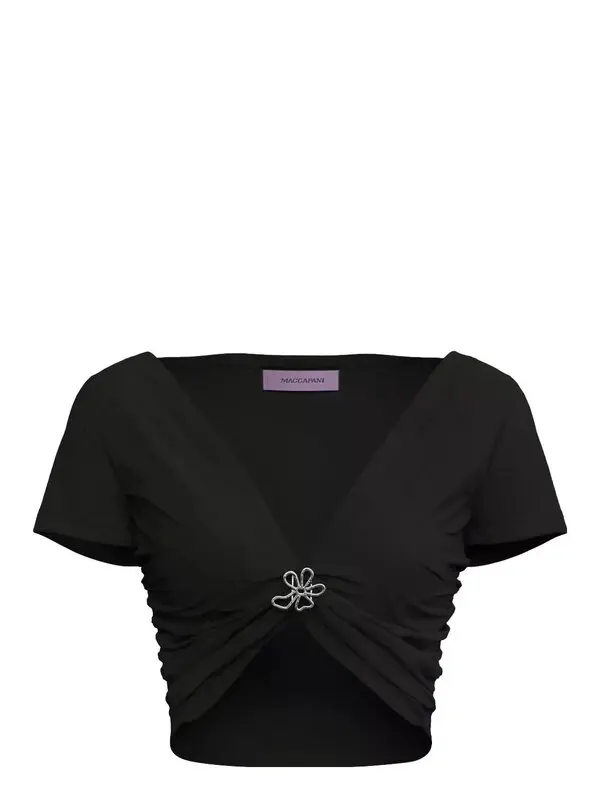 MARGHERITA MACCAPANI Gathered Detail Cropped Top - Black