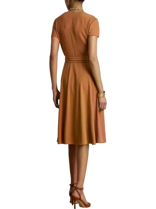 Ralph Lauren Belted Surplice Midi Dress - Orange