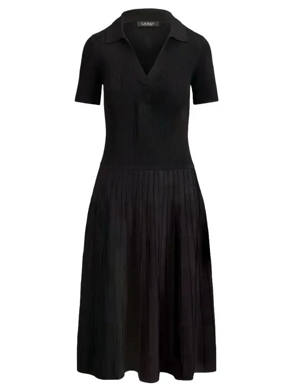 Ralph Lauren Rib-knit Short-sleeve Jumper Midi Dress - Black