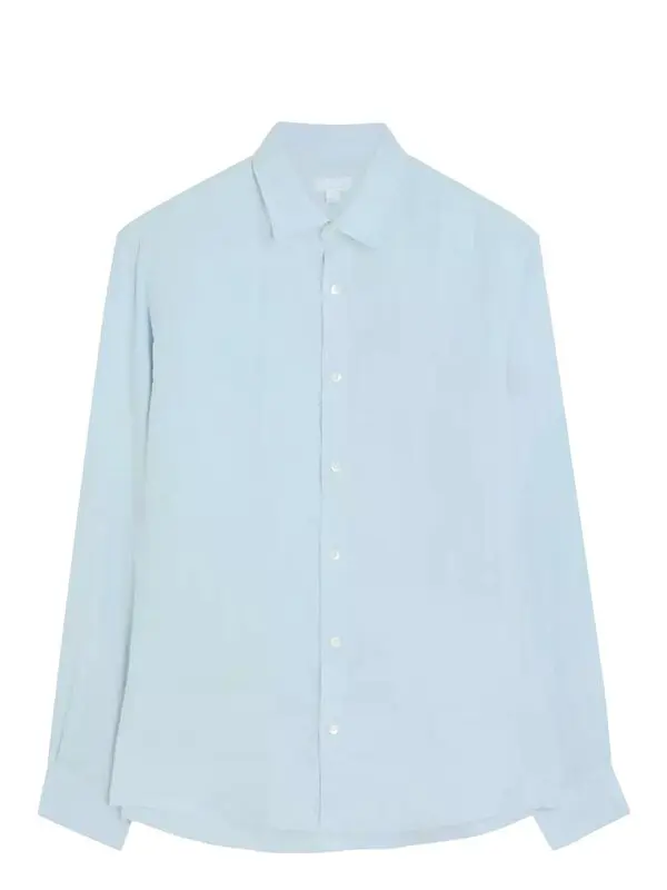 Sunspel Long-sleeve Button-down Shirt - Blue