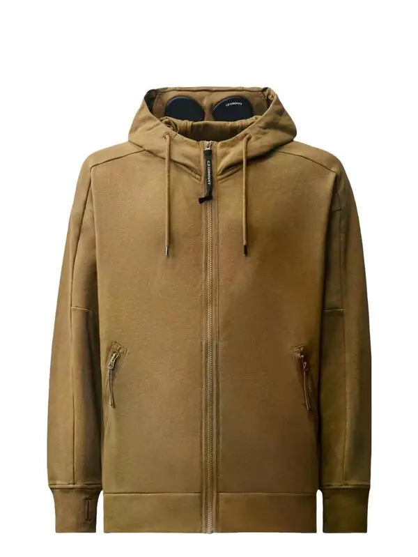 C.P. COMPANY Goggle Detail Zip-up Hoodie - Brown