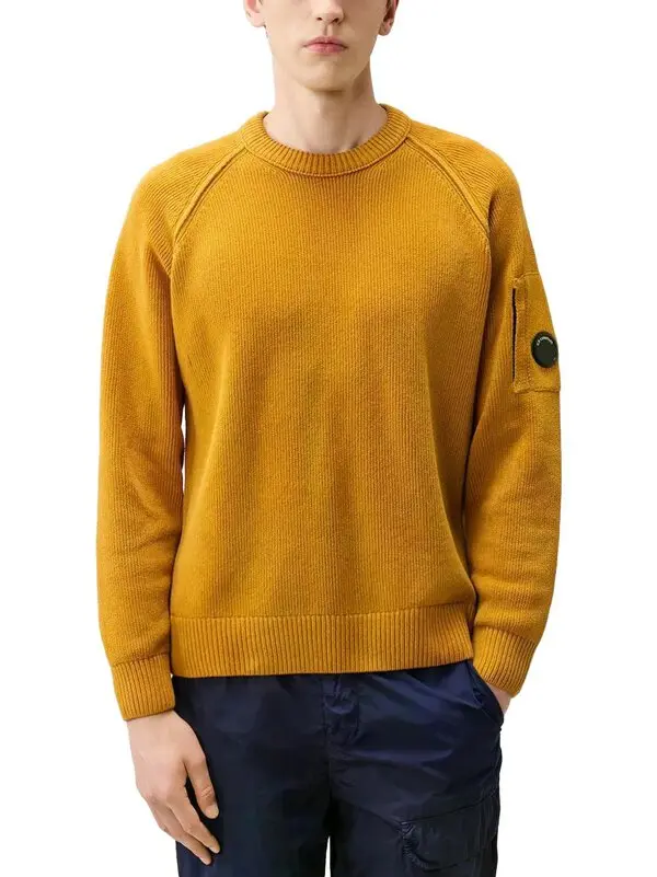 C.P. COMPANY Lens Detail Raglan Sleeve Sweater - Yellow