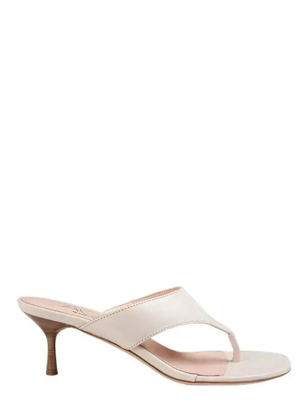 Agl Astrid Leather Thong Strap Kitten Heel Sandals - Neutrals