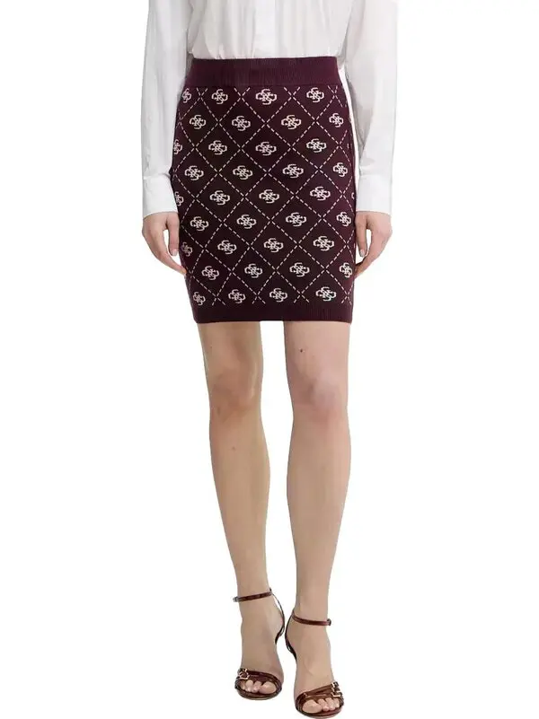 Guess Monogram Knit Diamond Pattern Mini Skirt - Red