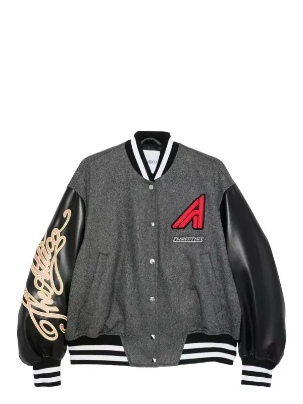 Attico Logo-patch Panelled Bomber Jacket - Grey