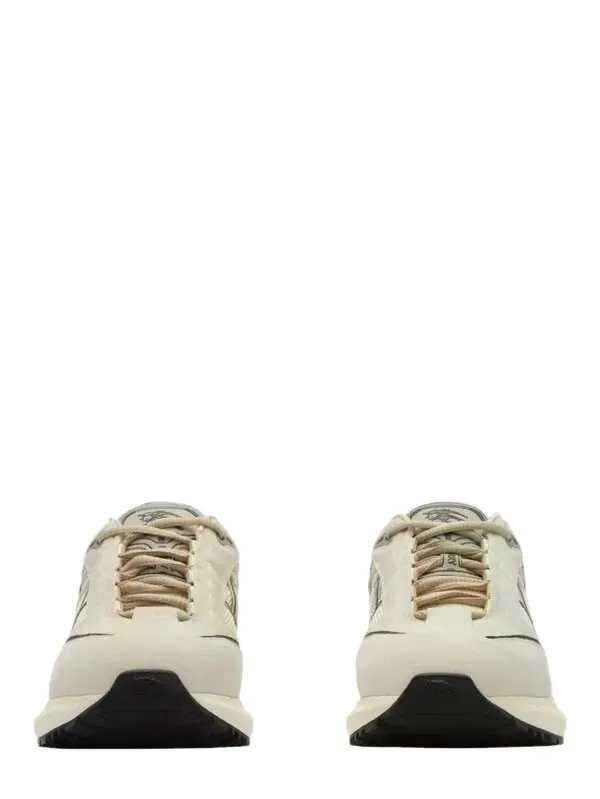 Burberry Eclipse Sneakers In Nylon, Suede, And Leather With Metallic Check Panels - Neutrals