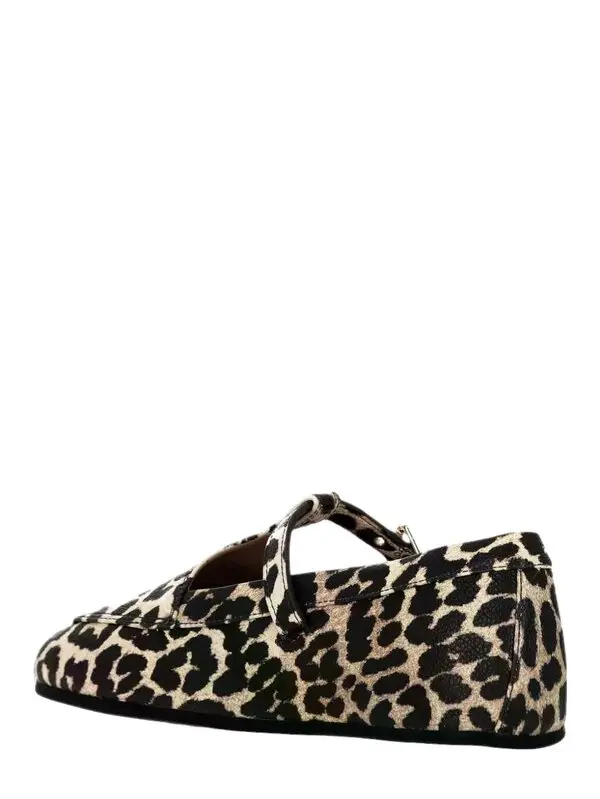 GANNI Leopard-print Buckle-fastening Ballet Flats - Neutrals