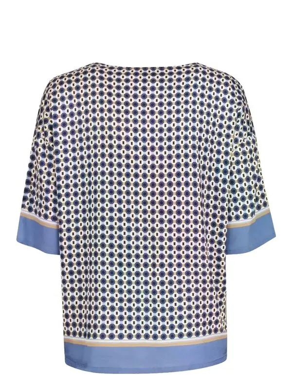 KANGRA Micro-print Crew-neck Blouse - Blue