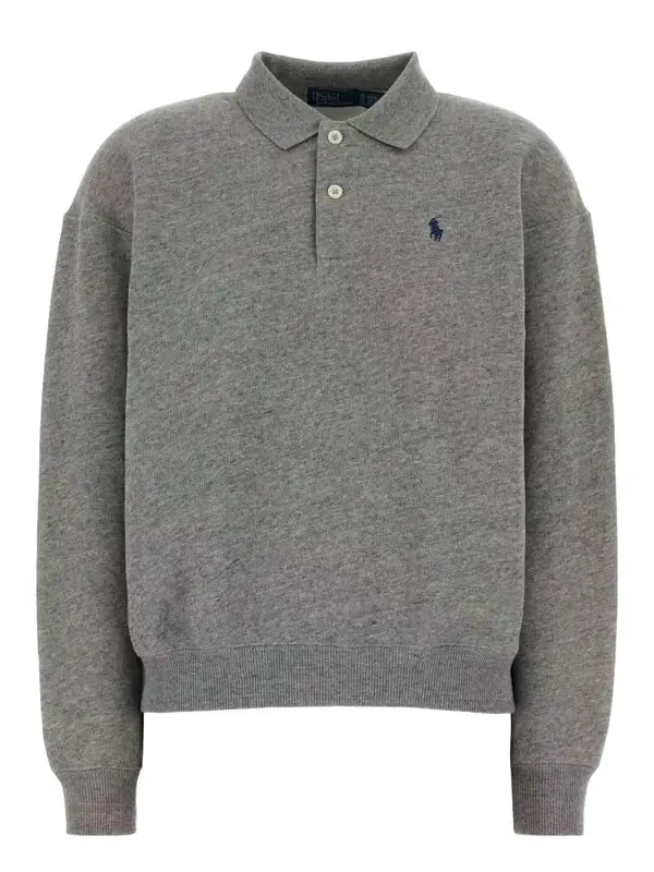 Polo Ralph Lauren Melange Effect Embroidered Logo Polo Shirt - Grey