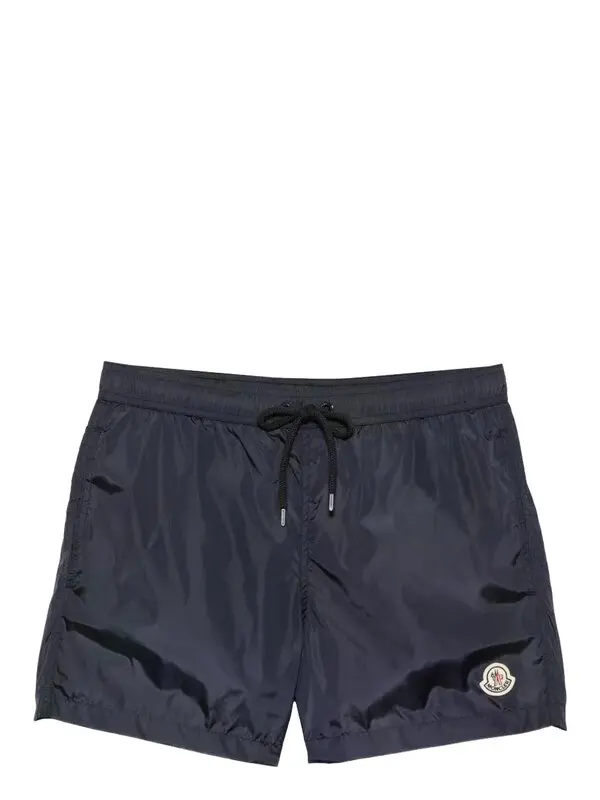 Moncler Logo Patch Drawstring Swim Shorts - Blue