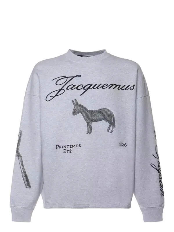 Jacquemus Donkey Motif Crew Neck Sweater - Grey
