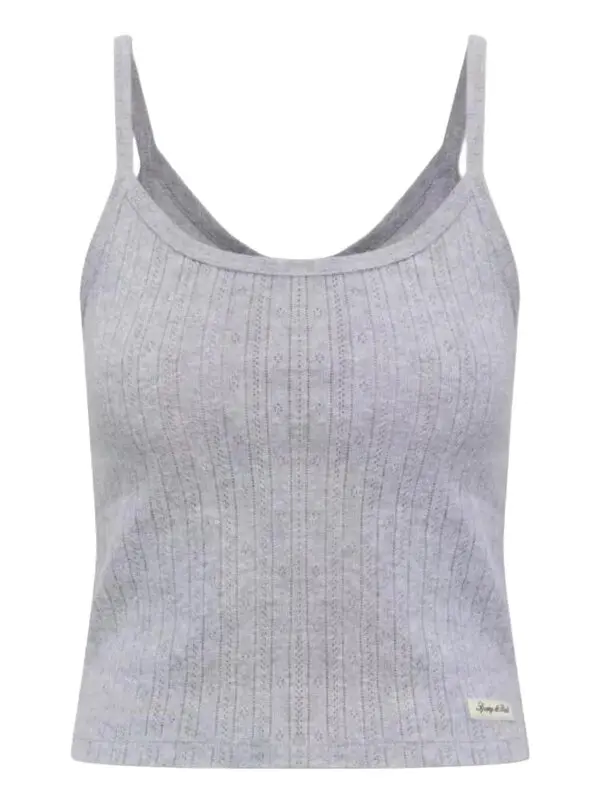 SPORTY & RICH Sleeveless Scoop-neck Cotton Blouse - Grey