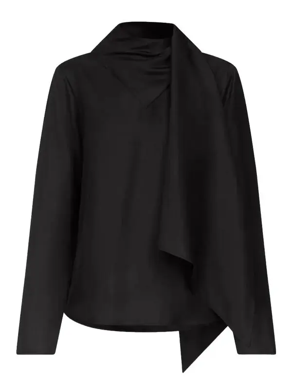 Loulou De Saison Gala Silk-twill Blouse With Draped Foulard Neck - Black