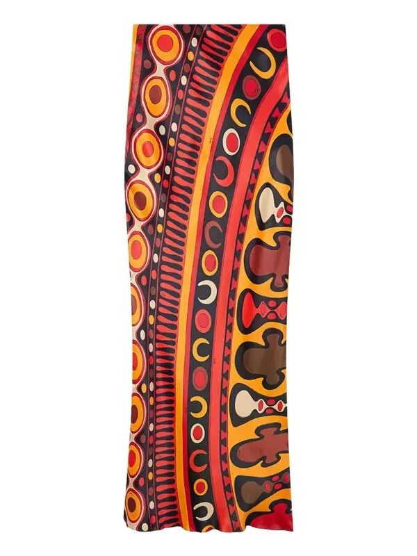 Emilio Pucci Soleil Print Satin Maxi Skirt - Orange