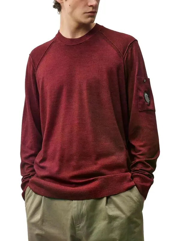 C.P. COMPANY Lens Detail Raglan Sleeve Sweater - Red