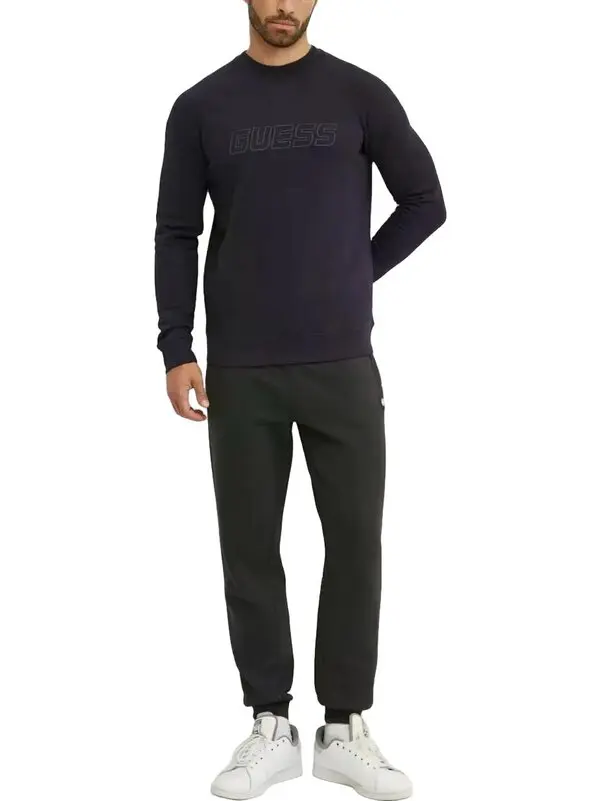 Guess Logo-embossed Raglan-sleeve Sweater - Blue