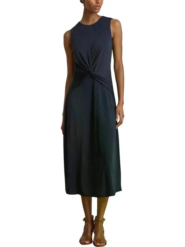 Ralph Lauren Sleeveless Twist-front Midi Dress - Blue