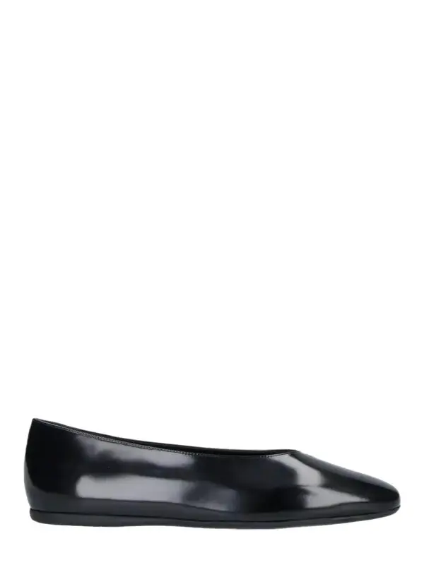 Prada Polished Leather Ballet Flats - Black