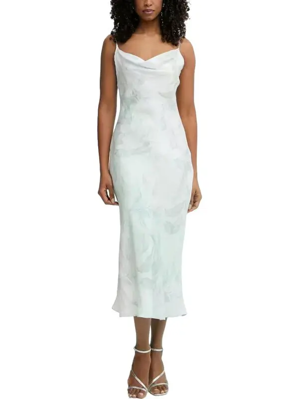 Guess Akilina Floral-print Cowl-neck Midi Dress - White