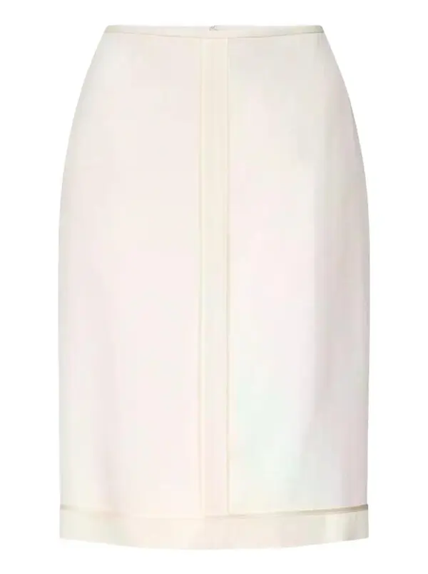 Loulou De Saison Straight Midi Skirt With Ivory Satin Trimmings - Neutrals