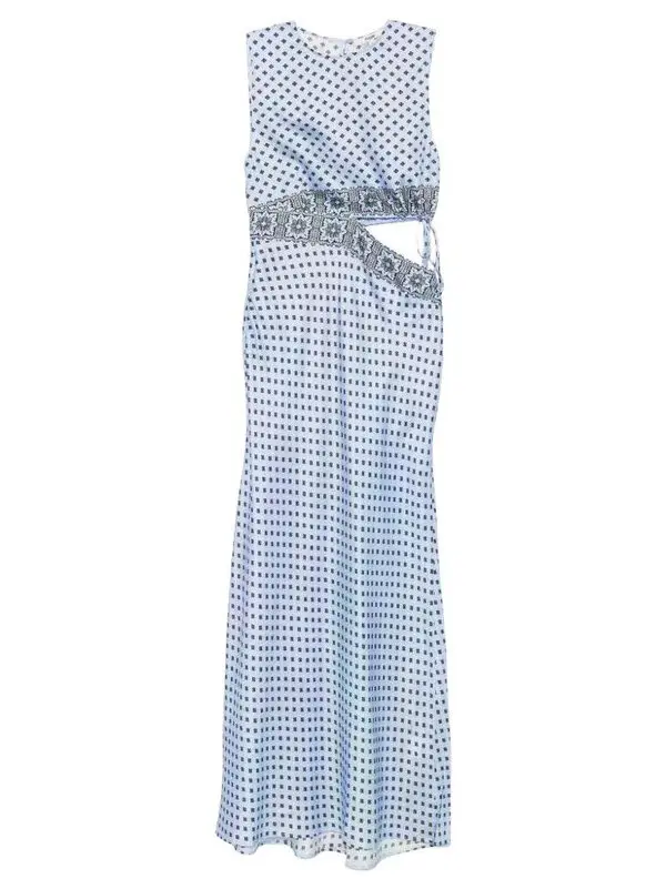 Maje Sleeveless Maxi Dress With Cut-out Detailing - Blue