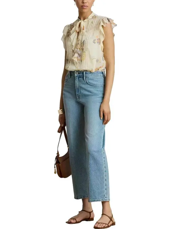 Ralph Lauren Floral Print Pintucked Blouse - Neutrals