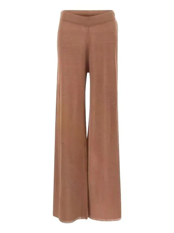 KANGRA Linen Knit Palazzo Pants - Brown