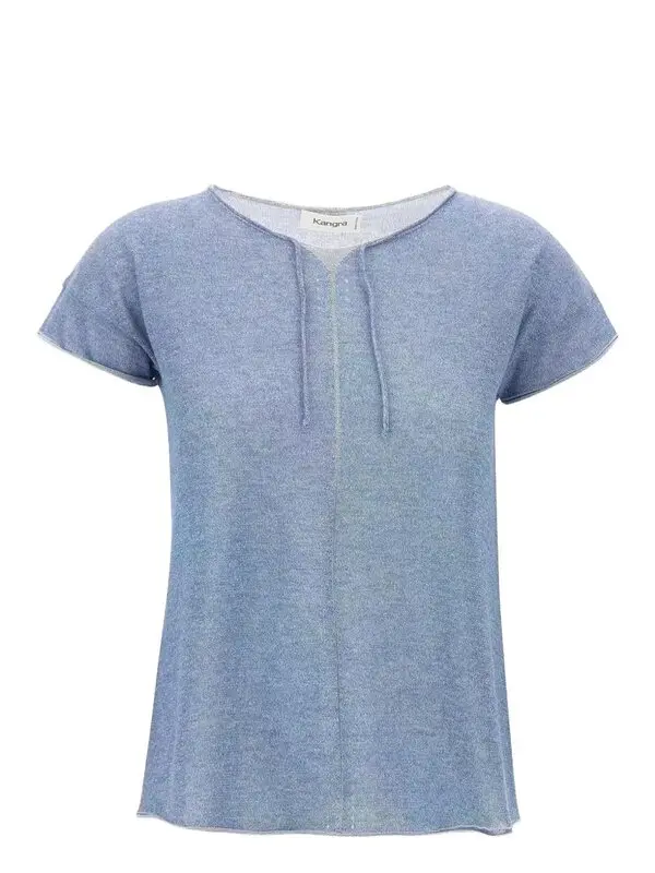 KANGRA Openwork Drawstring Sweater - Blue