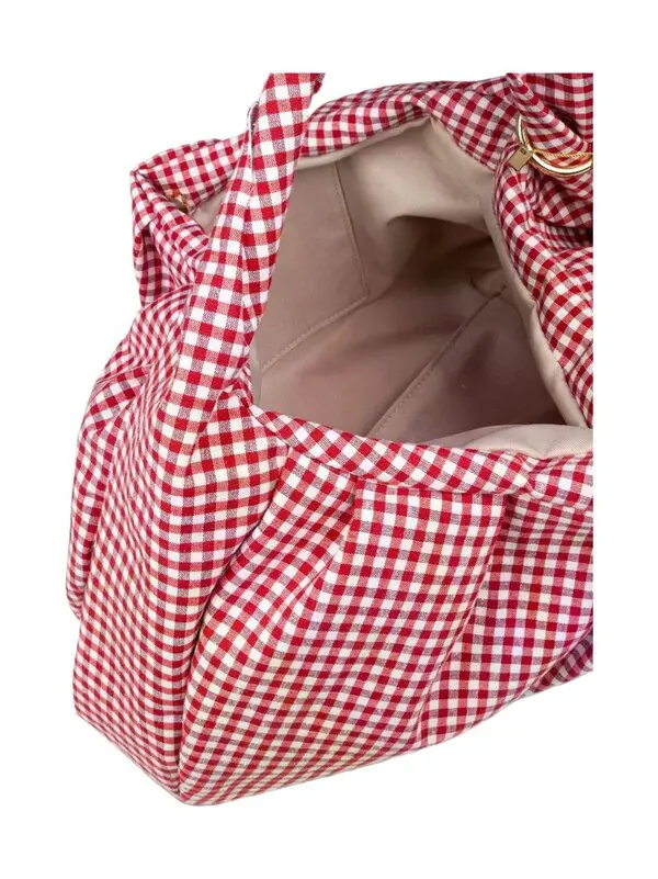 LA MILANESA Large Aralia Gingham-print Shoulder Bag - Red