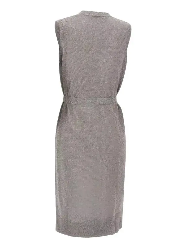 KANGRA Lurex Knit Belted Cardigan-coat - Grey