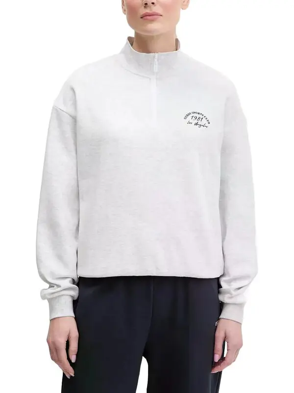 Guess Logo-print Quarter-zip Sweater - Grey