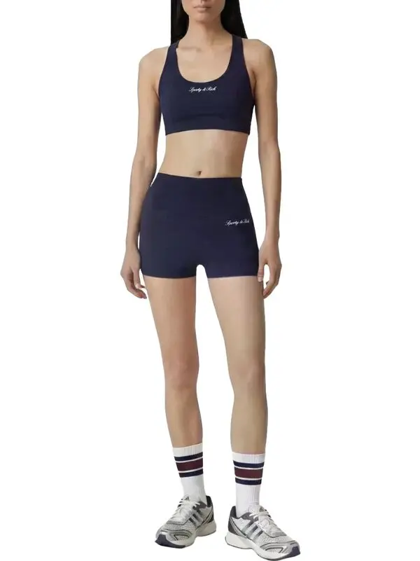 SPORTY & RICH Logo Print Mini Shorts - Blue