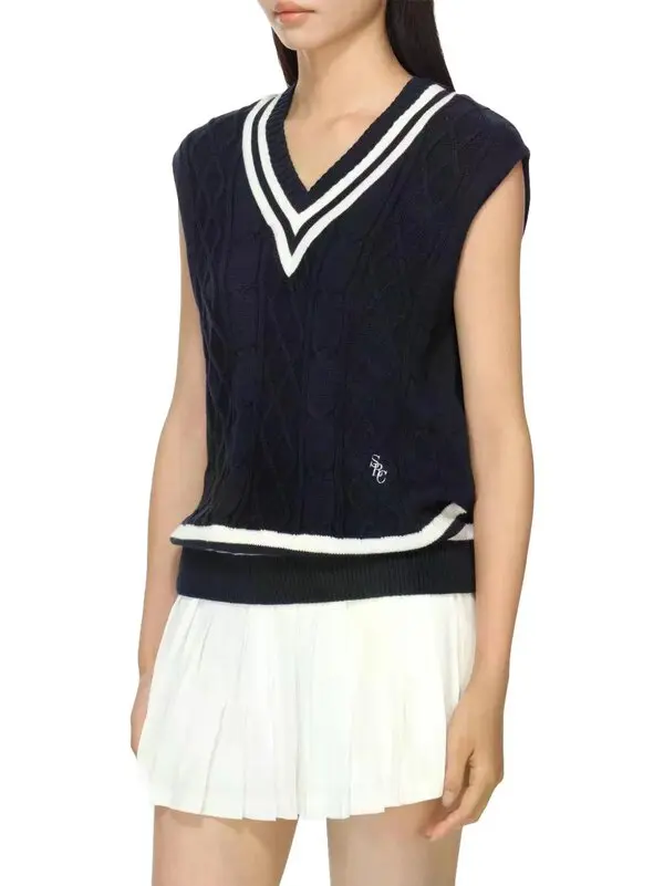 SPORTY & RICH V-neck Knitted Vest - Blue