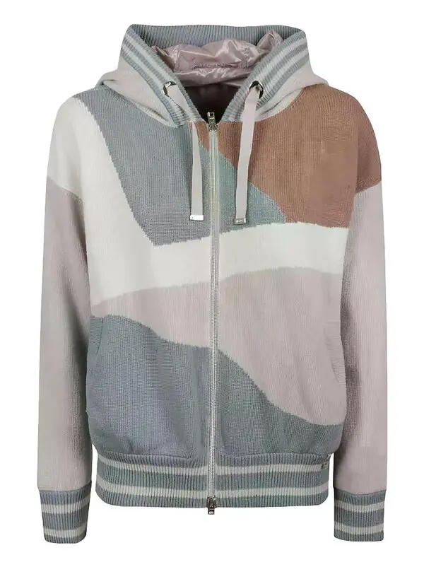 Herno Color-block Knit Hooded Jacket - Neutrals