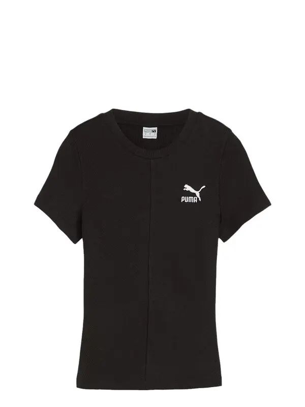 PUMA Classics Ribbed Slim T-shirt - Black